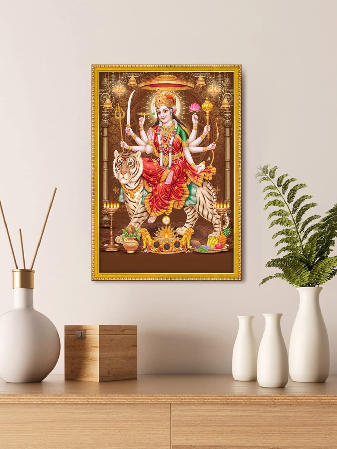 Buy 999Store Durga Maa Photo Painting With Photo Frame For Mandir ...