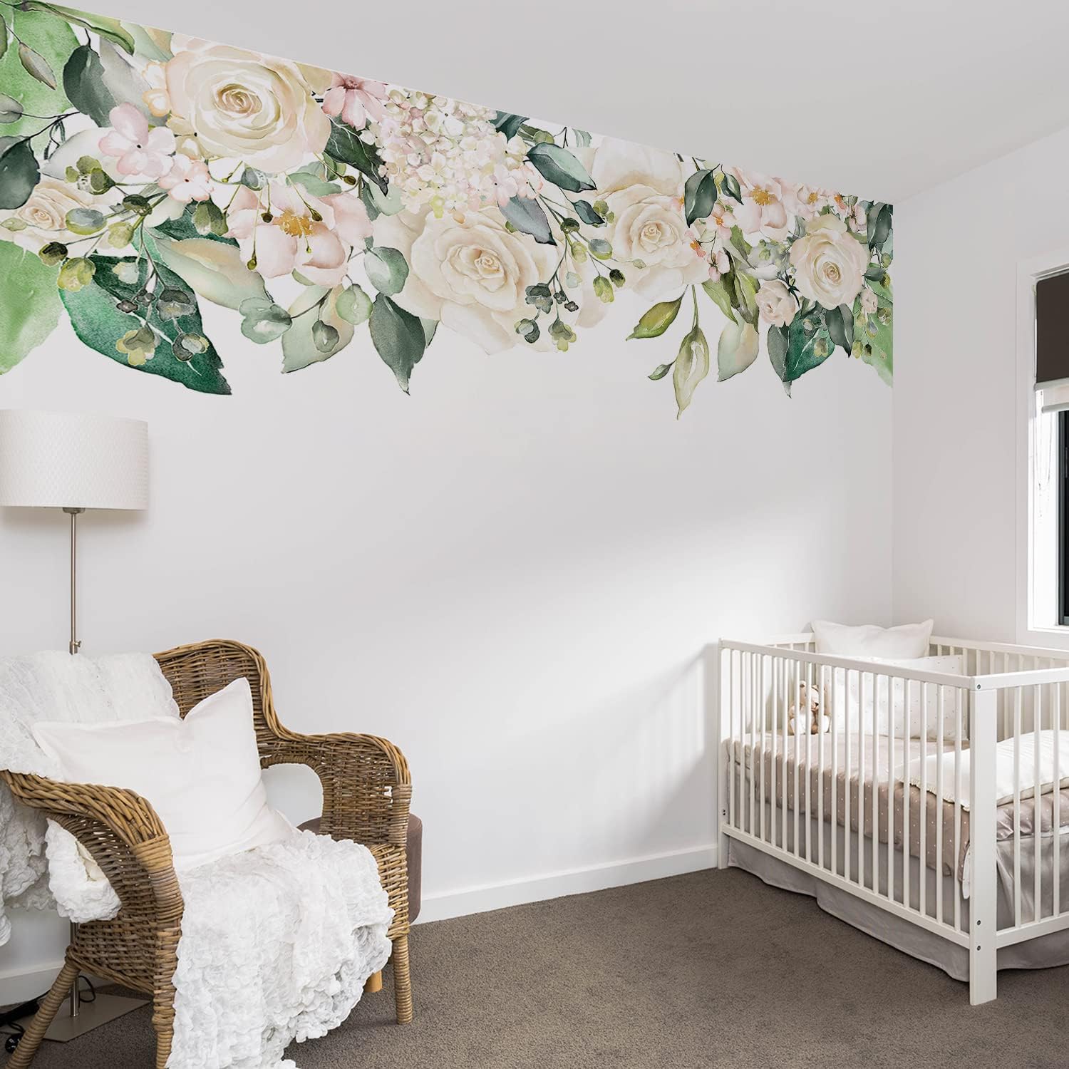 Amazon.com: Flortlias Peel and Stick Rose Garden Wall Decals, Self ...