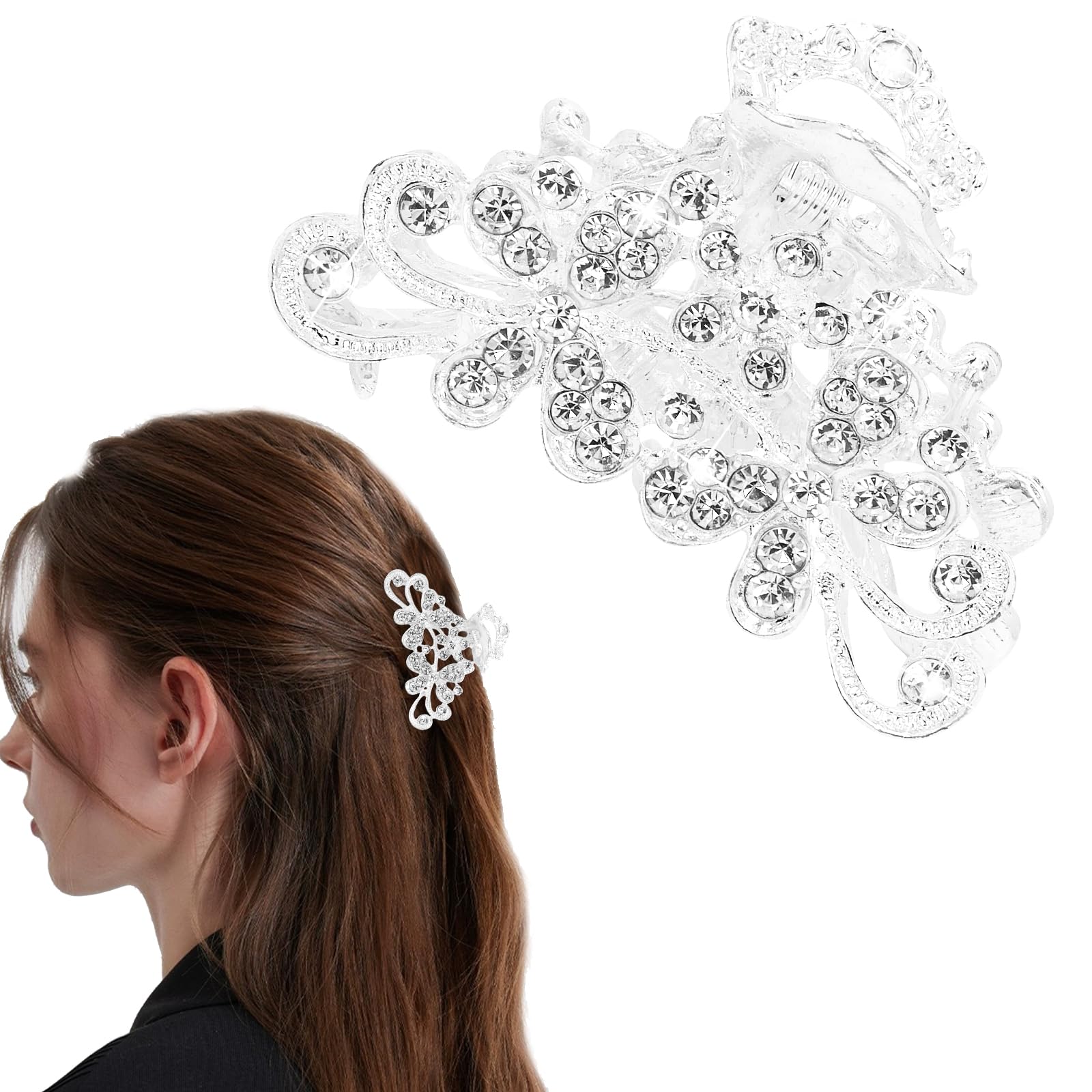 Amazon.com: Vovii Rhinestone Hair Claw Clips Bling Hair Clips for Women ...