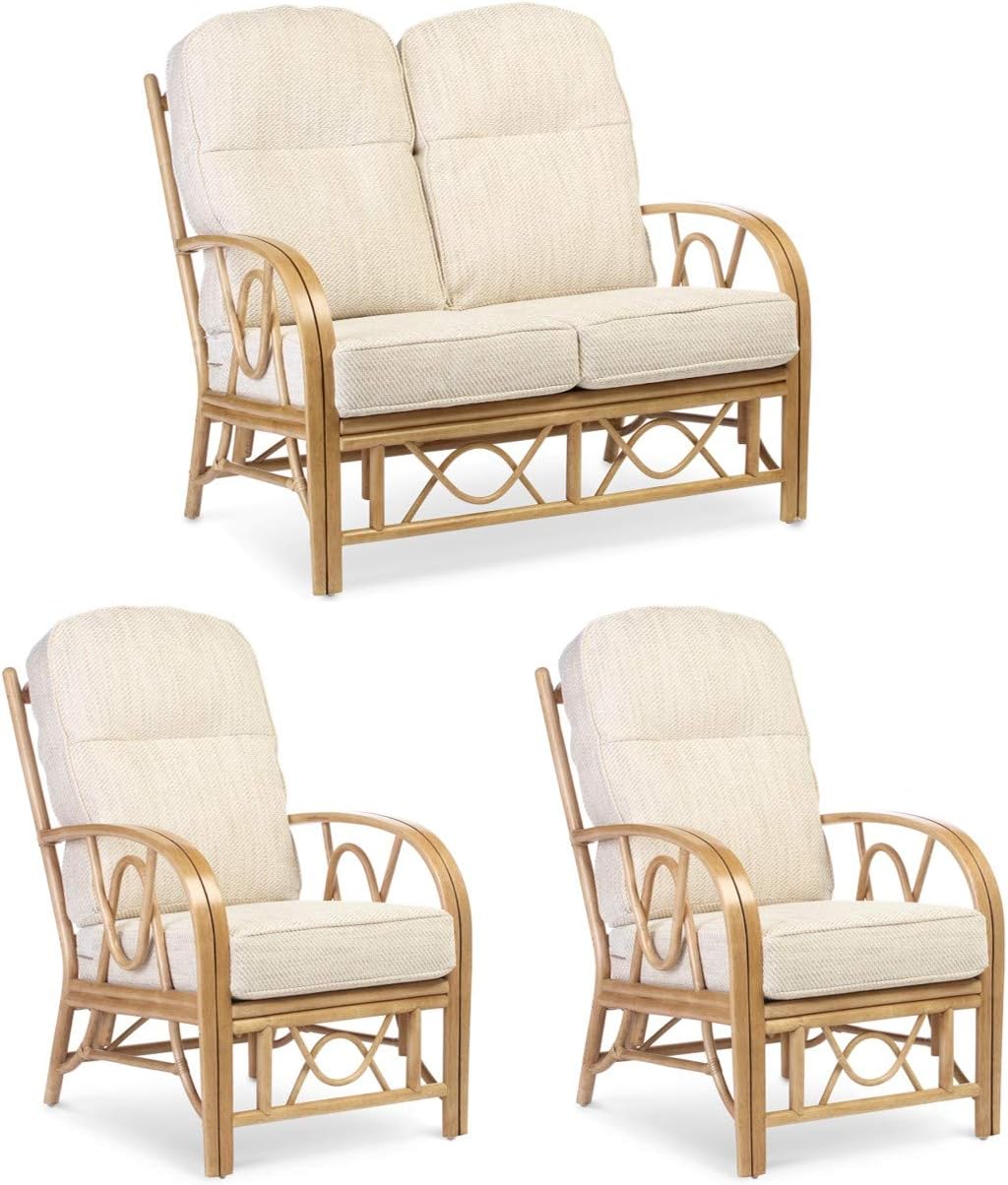 Desser Oslo Rattan Conservatory Furniture Set – 2 Seater Sofa & 2x ...