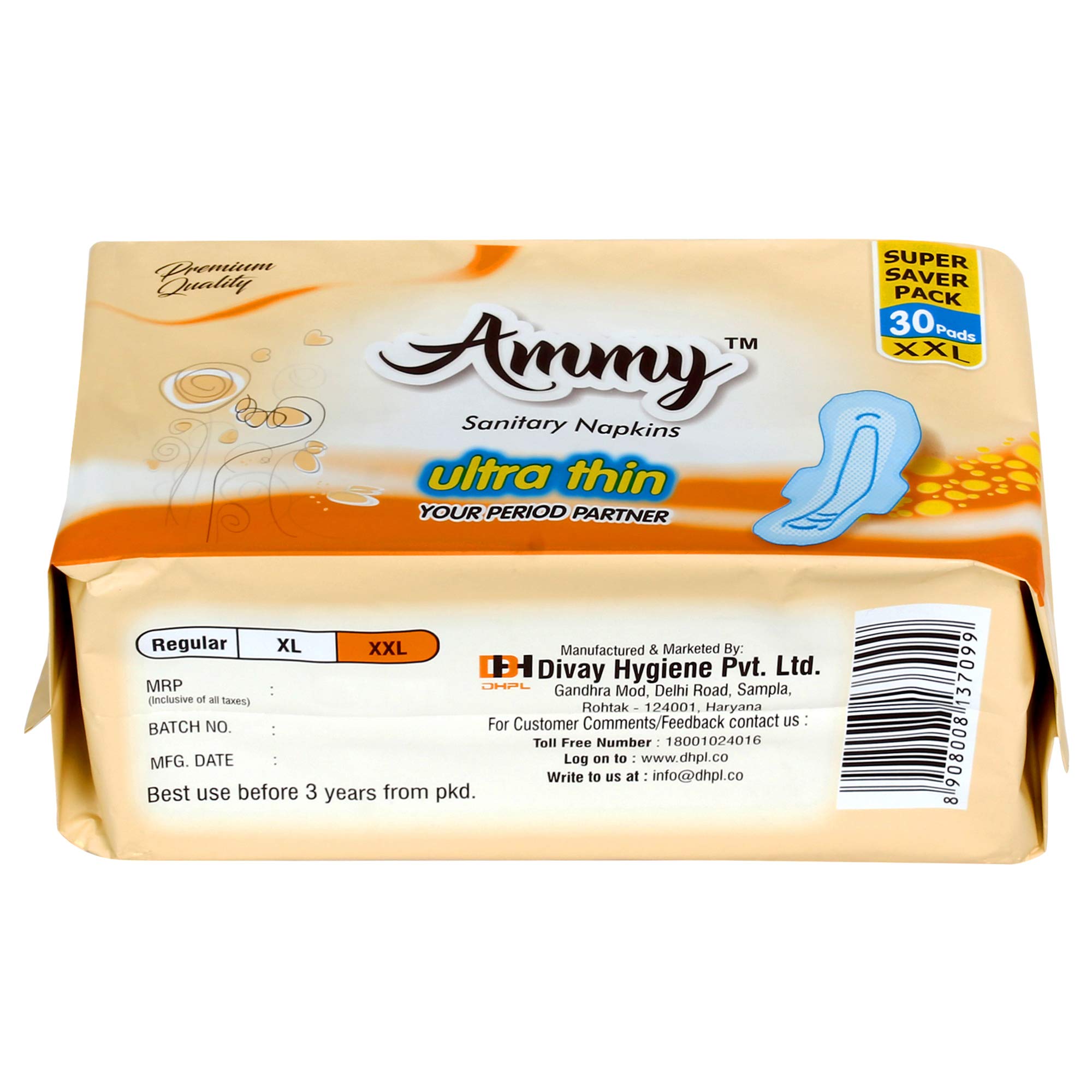 Buy AMMY 100% Cottony Soft Ultra Thin with Wings (XXL) - Pack of 30 ...