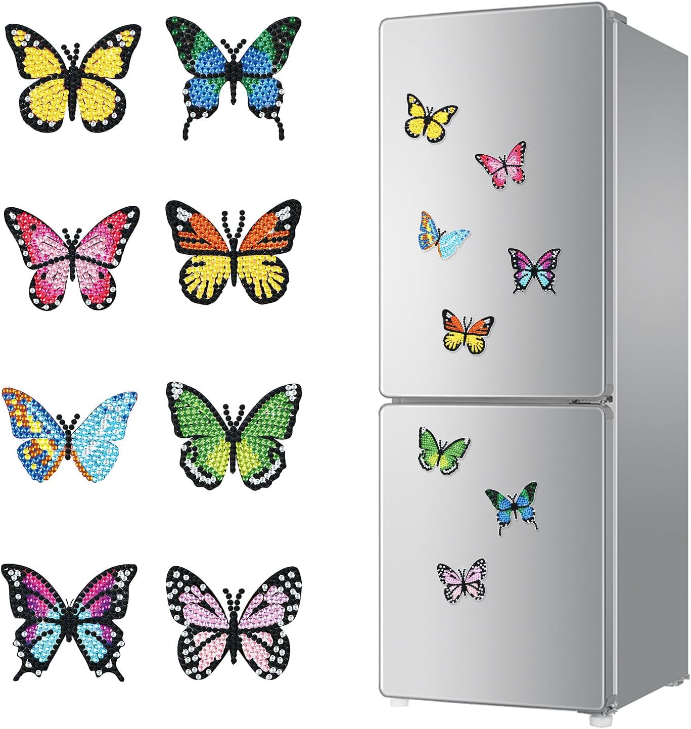 Amazon.com: Tontut 8 Pcs Butterfly Diamond Painting Magnet Fridge ...