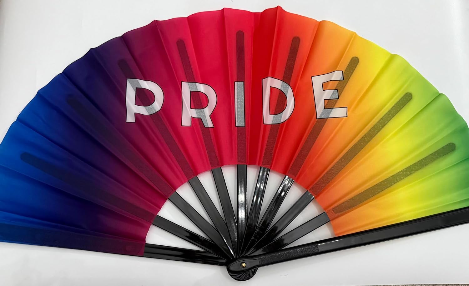 Amazon.com: Rainbow Pride Folding Hand Fan, PRIDE Text Design, Festival ...