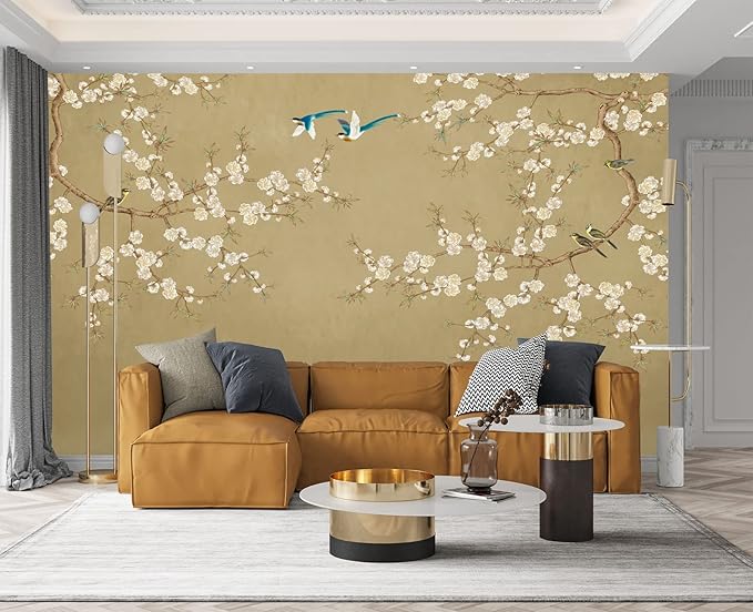 Eierme Plum Blossom Flower Bird Chinoiserie Wall Mural Wallpaper for ...