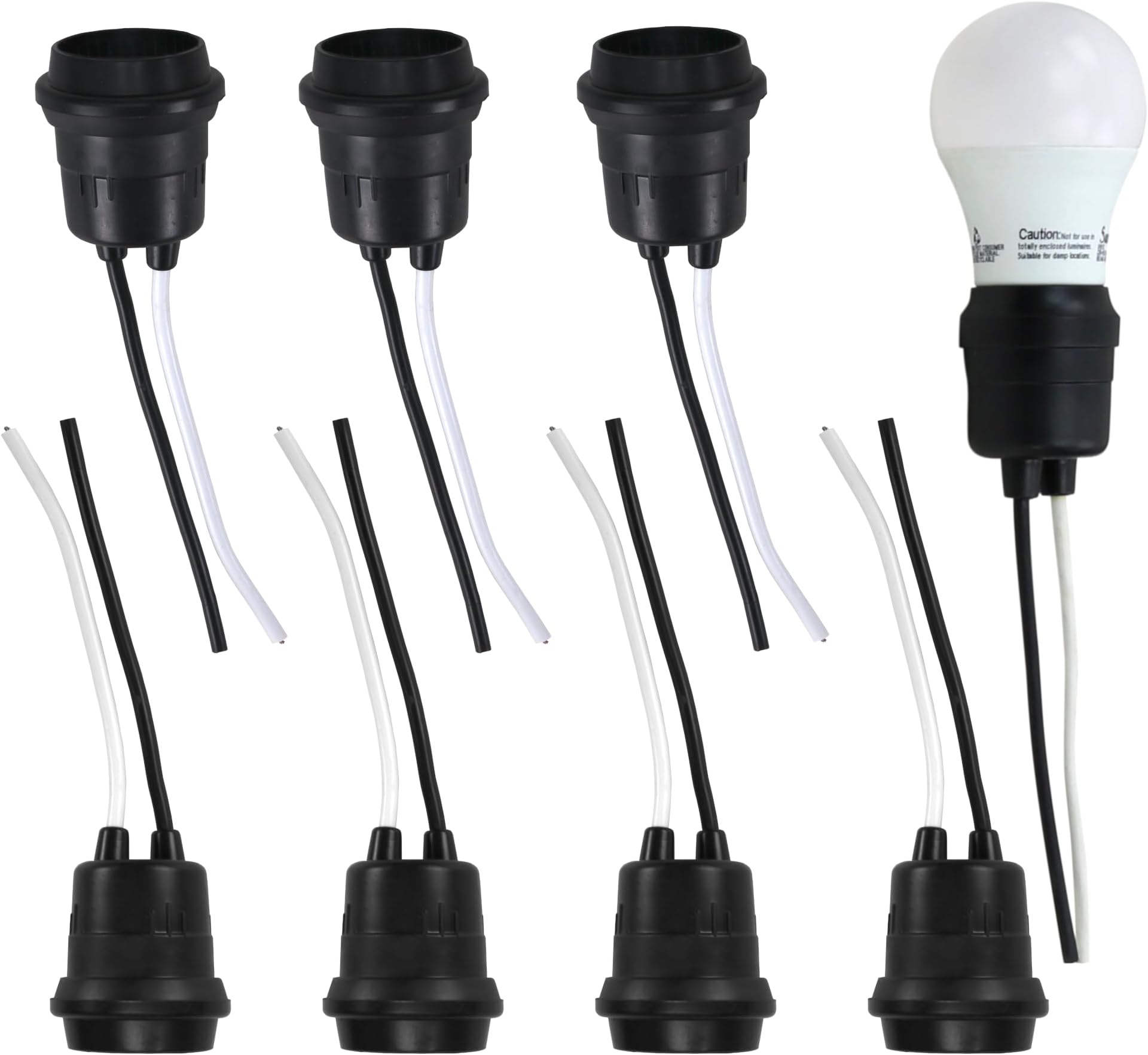 Cooper Wiring Pigtail Socket, Medium Base, Black, 660W, 600VAC - Light ...