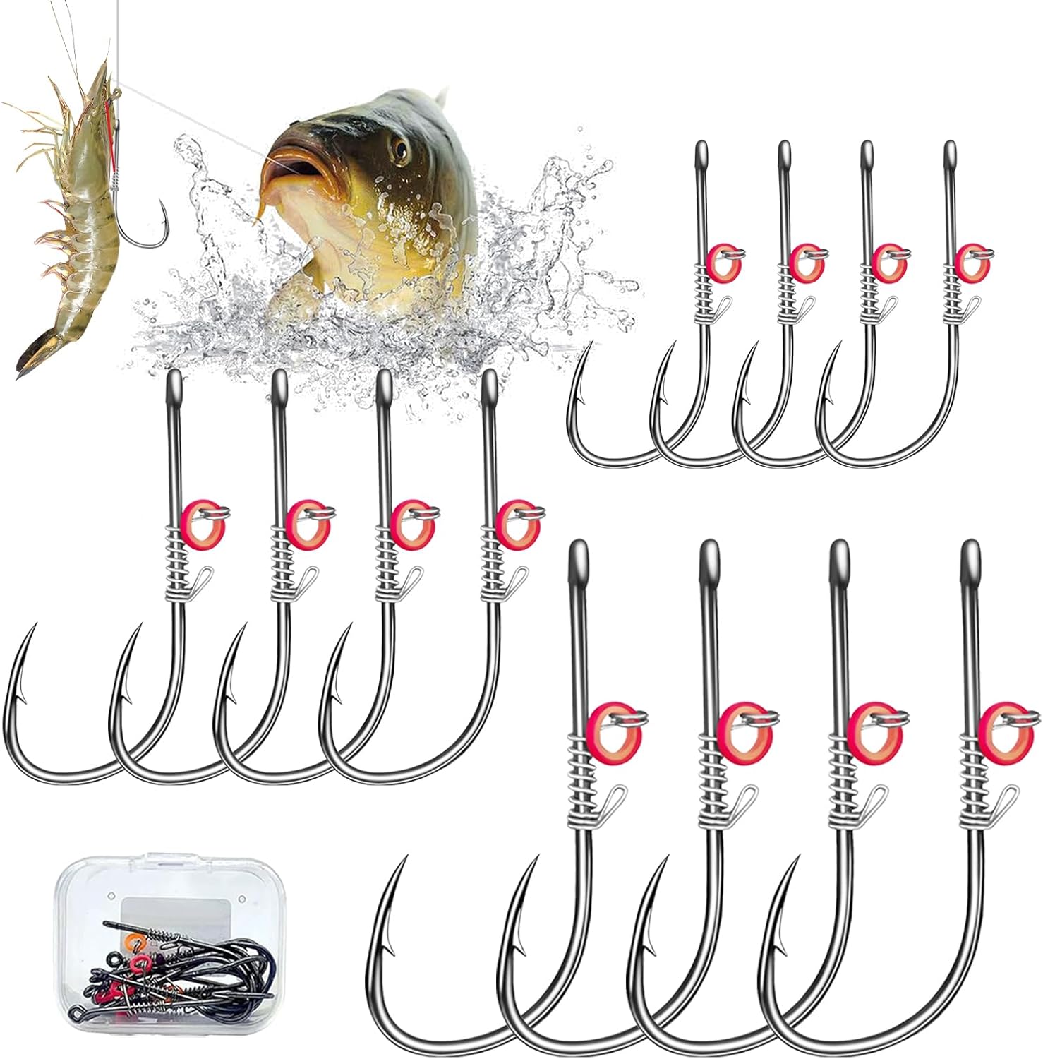 Amazon.com : 12 Pcs Live Shrimp Hooks, Fishing Hook Set, Shrimp Walker ...