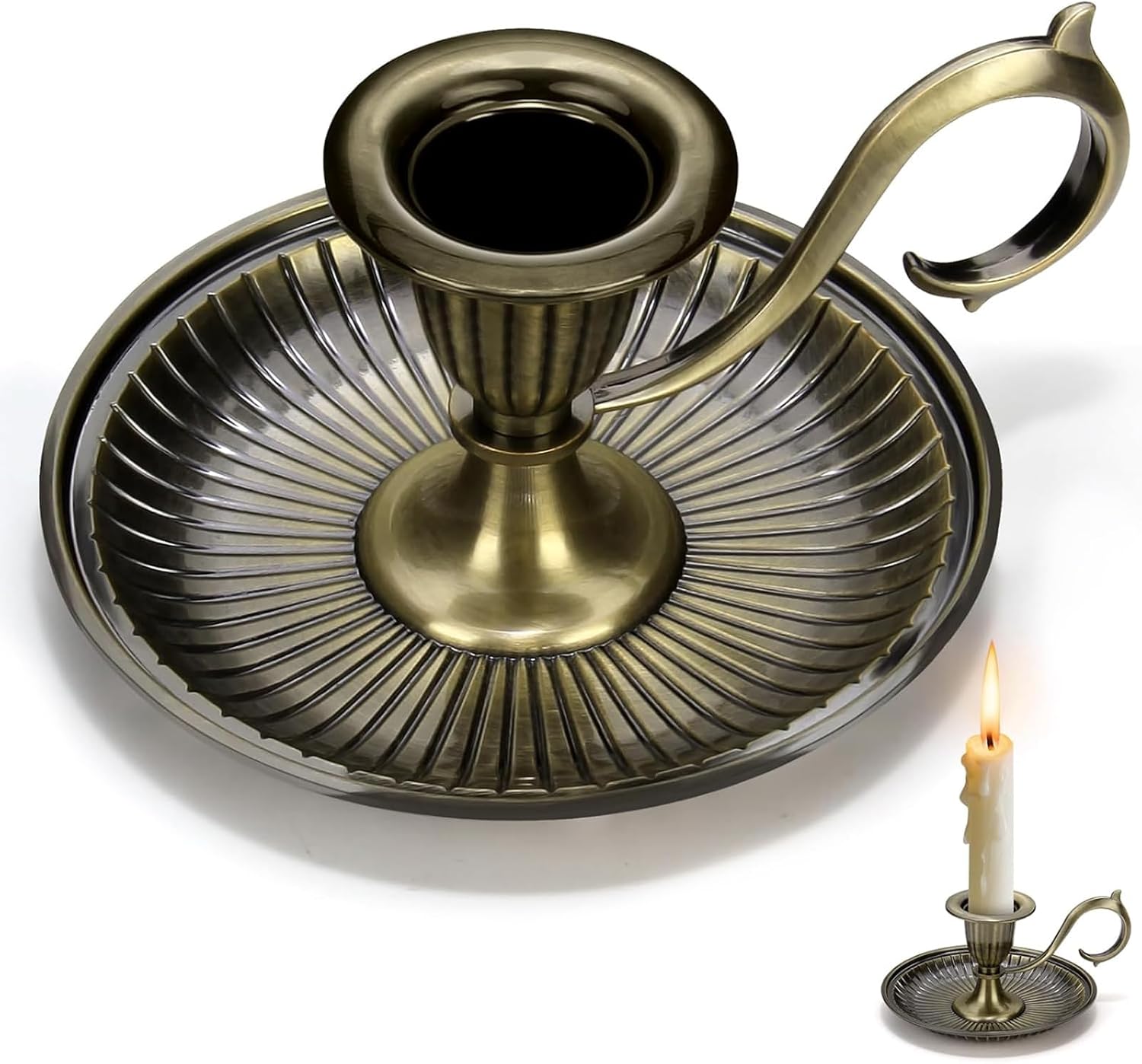 Amazon.com: Bronze Candlestick Handle with Handle, Vintage Candlestick ...
