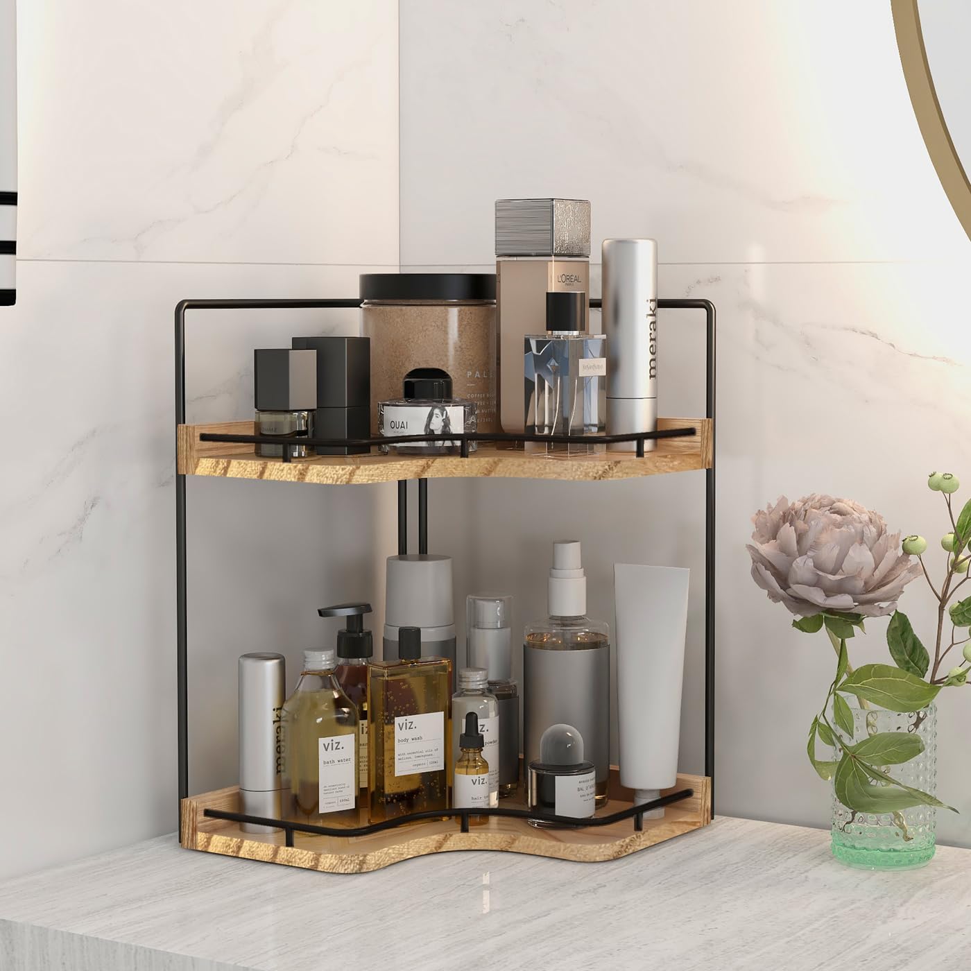 Amazon.com: Yelinkws Bathroom Organizer Countertop,Wood Vanity Tray for ...