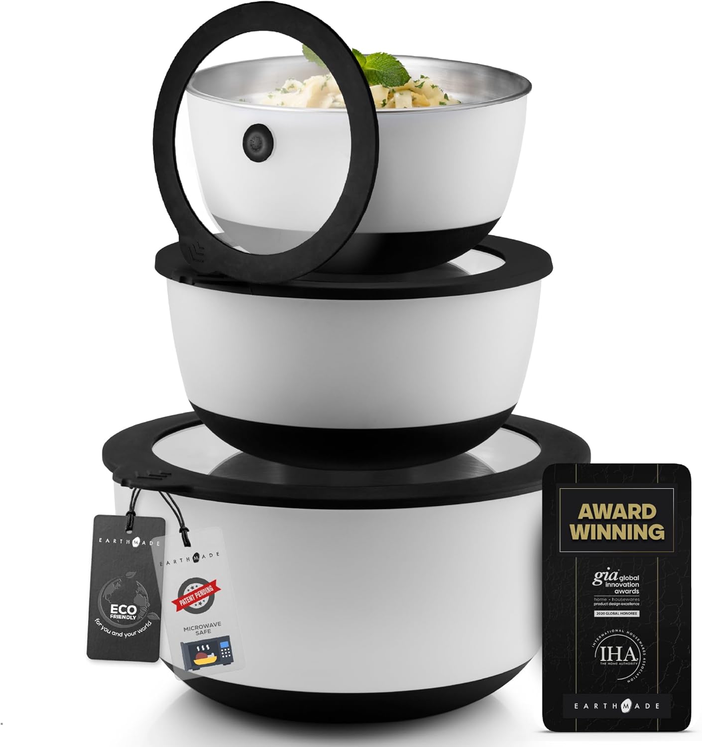 Amazon.com: Microwave Stainless Steel Mixing Bowl Set Capacity ...