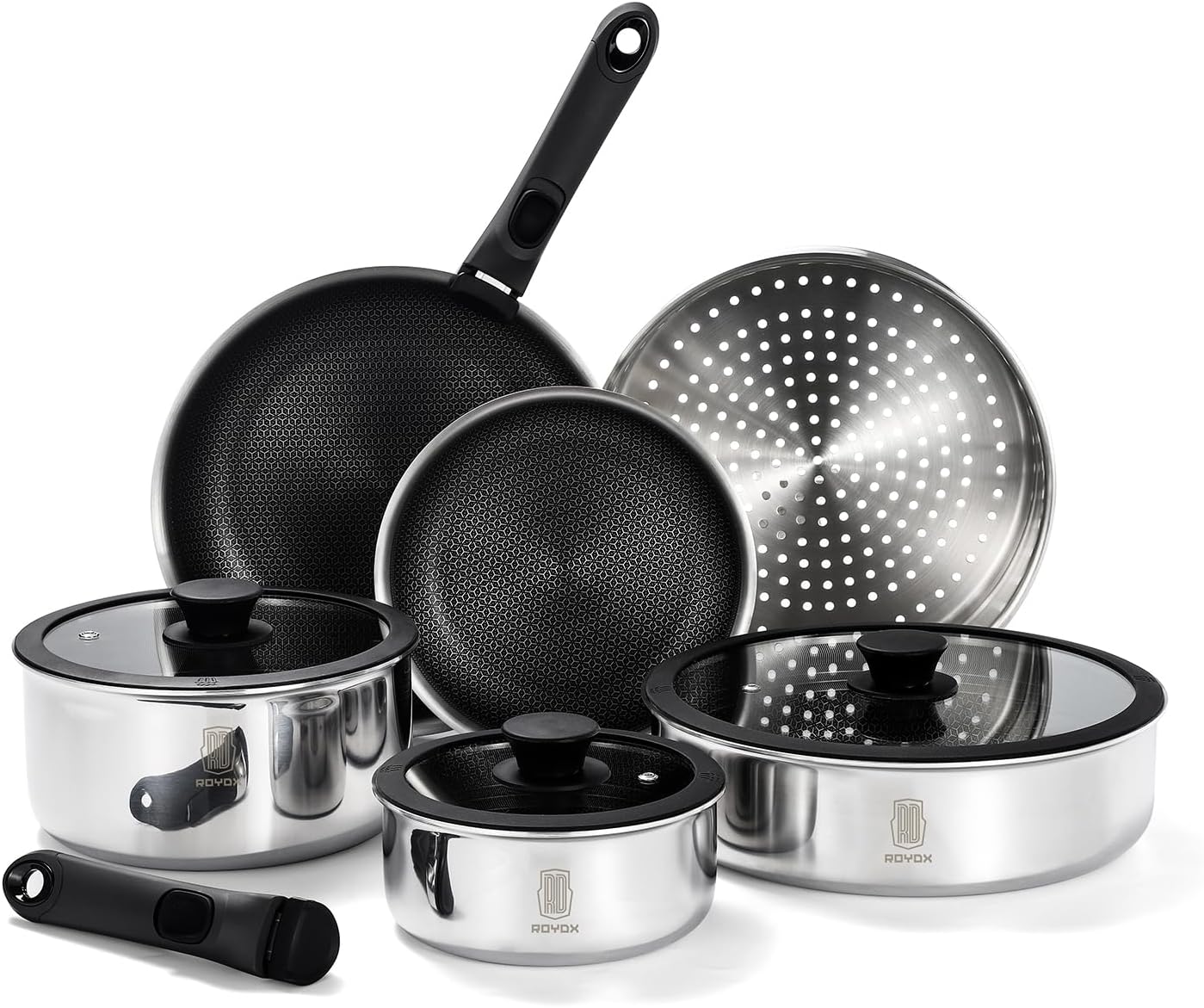 Amazon.com: ROYDX New Model Hybrid Nonstick Cookware Set 19-Piece ...