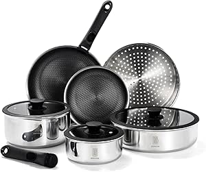 Amazon.com: ROYDX New Model Hybrid Nonstick Cookware Set 19-Piece ...