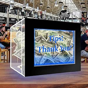 Amazon.com: Acrylic Tips Jar with Lock, Led Donation Box with Remote ...