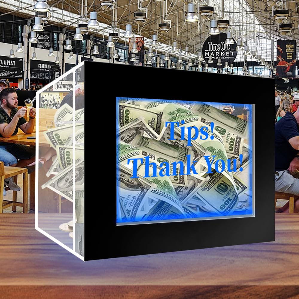 Amazon.com: Acrylic Tips Jar with Lock, Led Donation Box with Remote ...