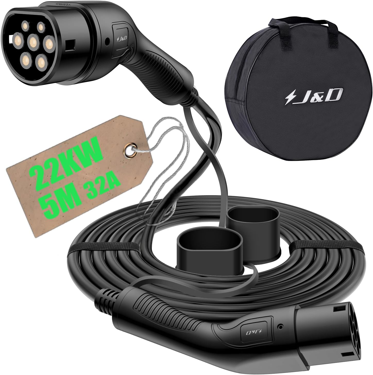 J&D Type 2 EV Charging Cable, Type 2 to Type 2 Charging Cable with ...