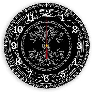 Amazon.com: VCJTA Wall Clocks Black Viking Circles Pagan Symbol Gothic ...