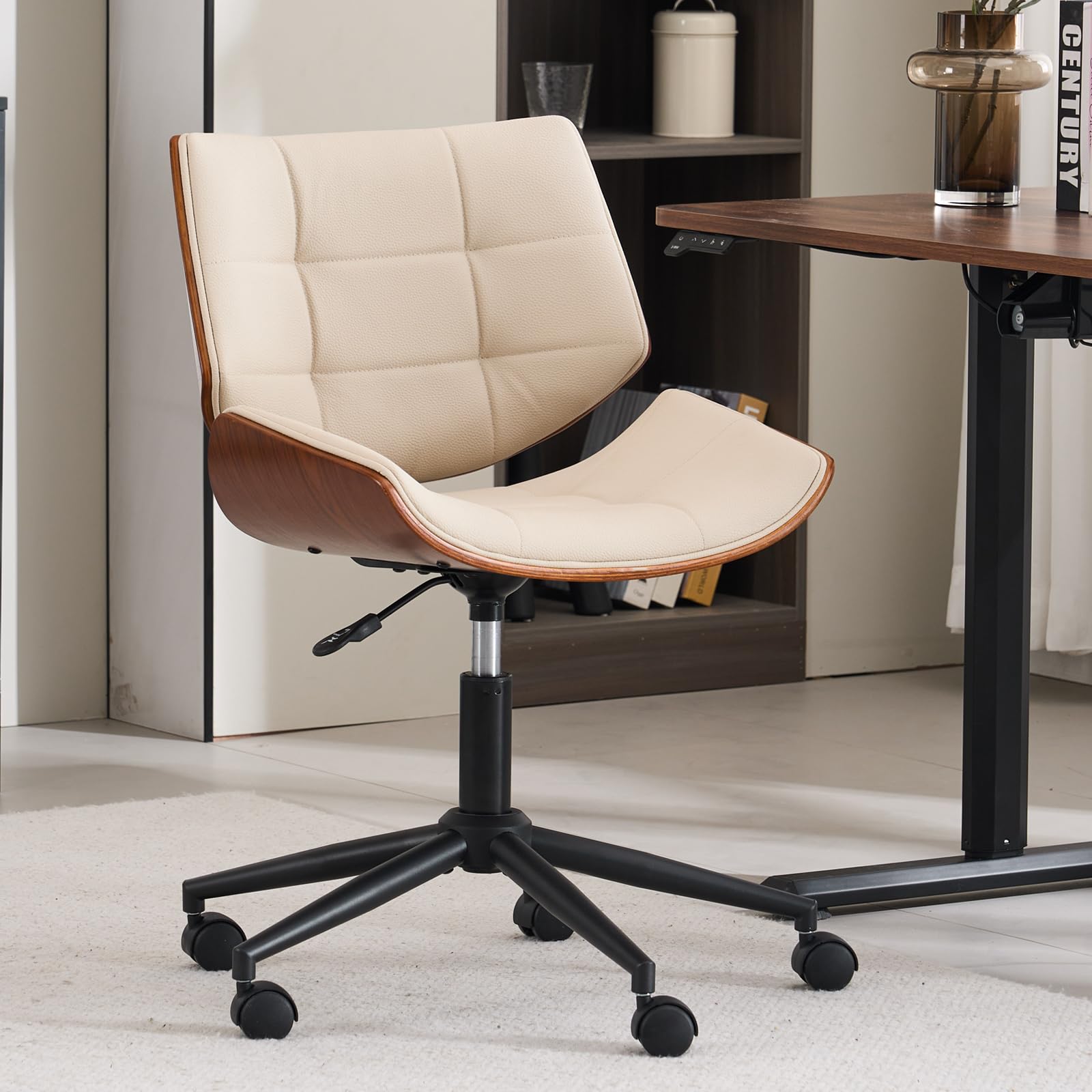 Amazon.com: Zuacs Modern Office Chair No Arms with Wheels, Adjustable ...