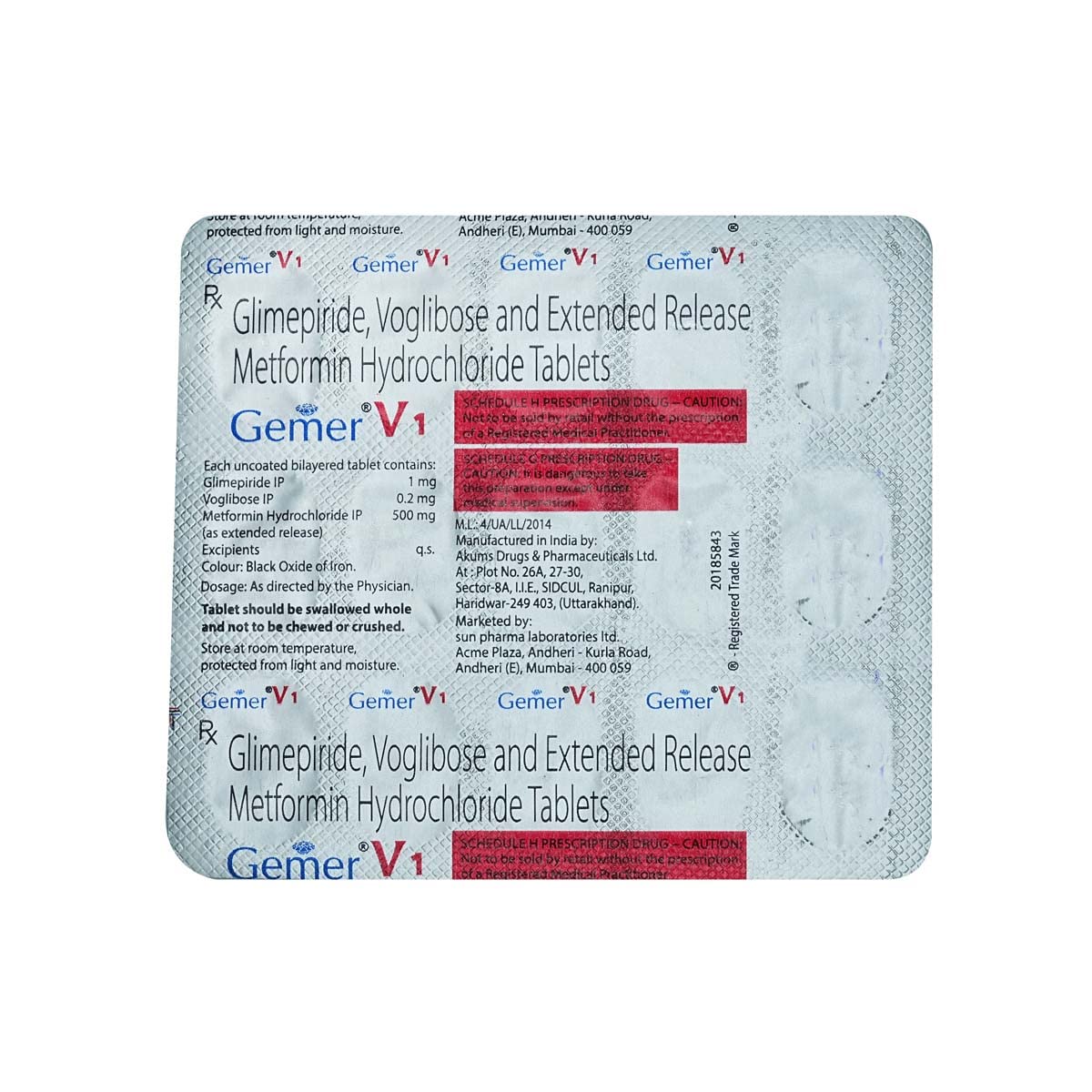 Gemer V 1 Tablet 15's : Amazon.in: Health & Personal Care