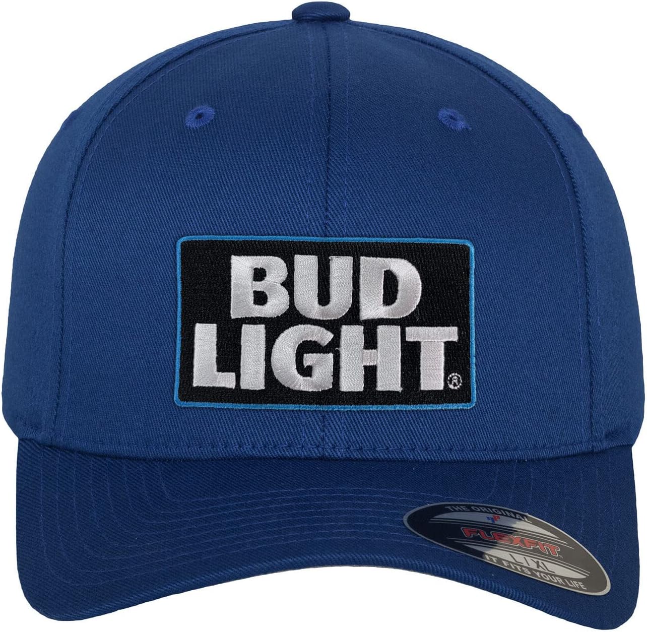 Bud Light Officially Licensed Logo Patch Flexfit Cap (Blue), Large/X ...