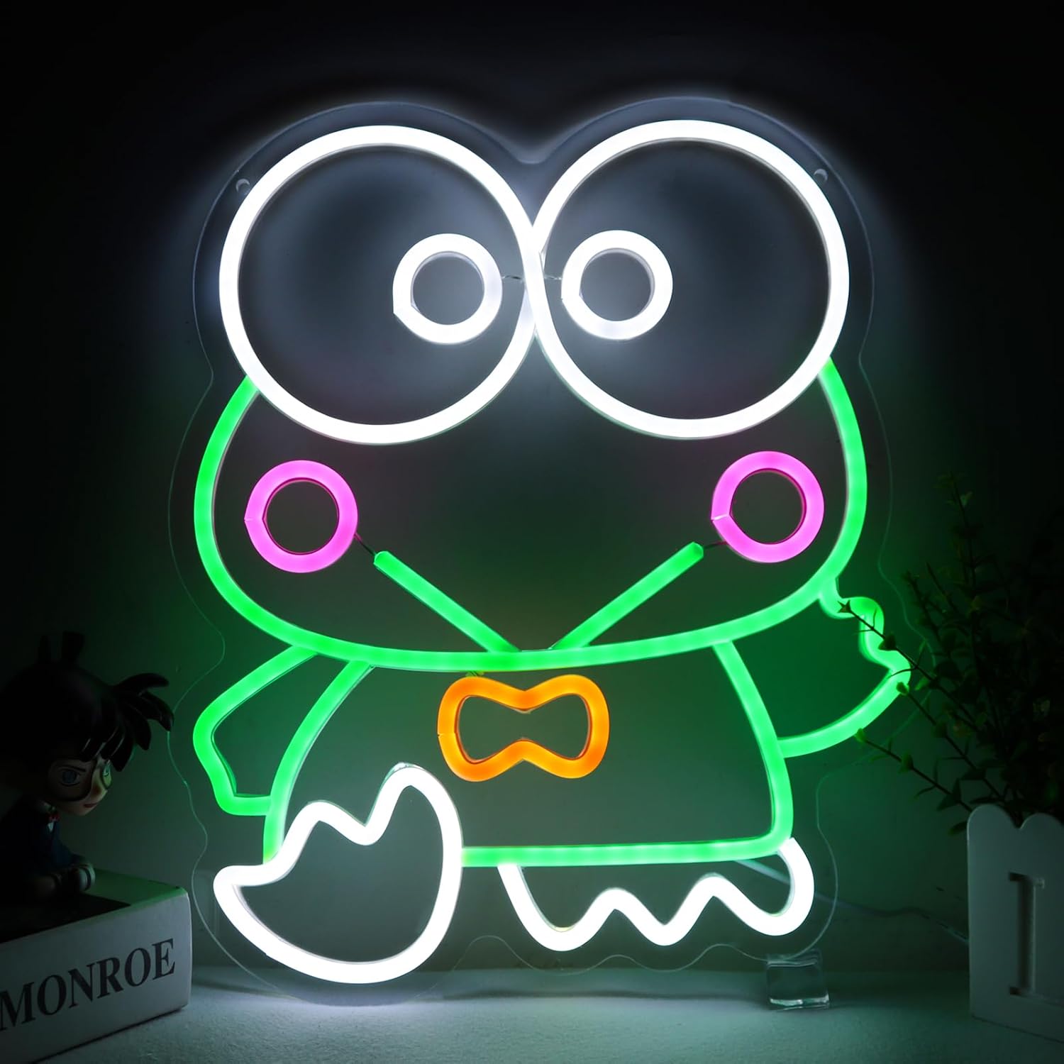 Dimmable Cute Keroppi Neon Sign Frog Neon Light USB Powered Decorative ...