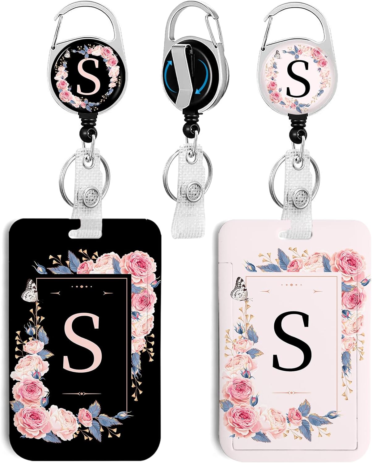 Amazon.com : 2 Pack A-Z Letter ID Badge Holder with Clip Badge Reels ...