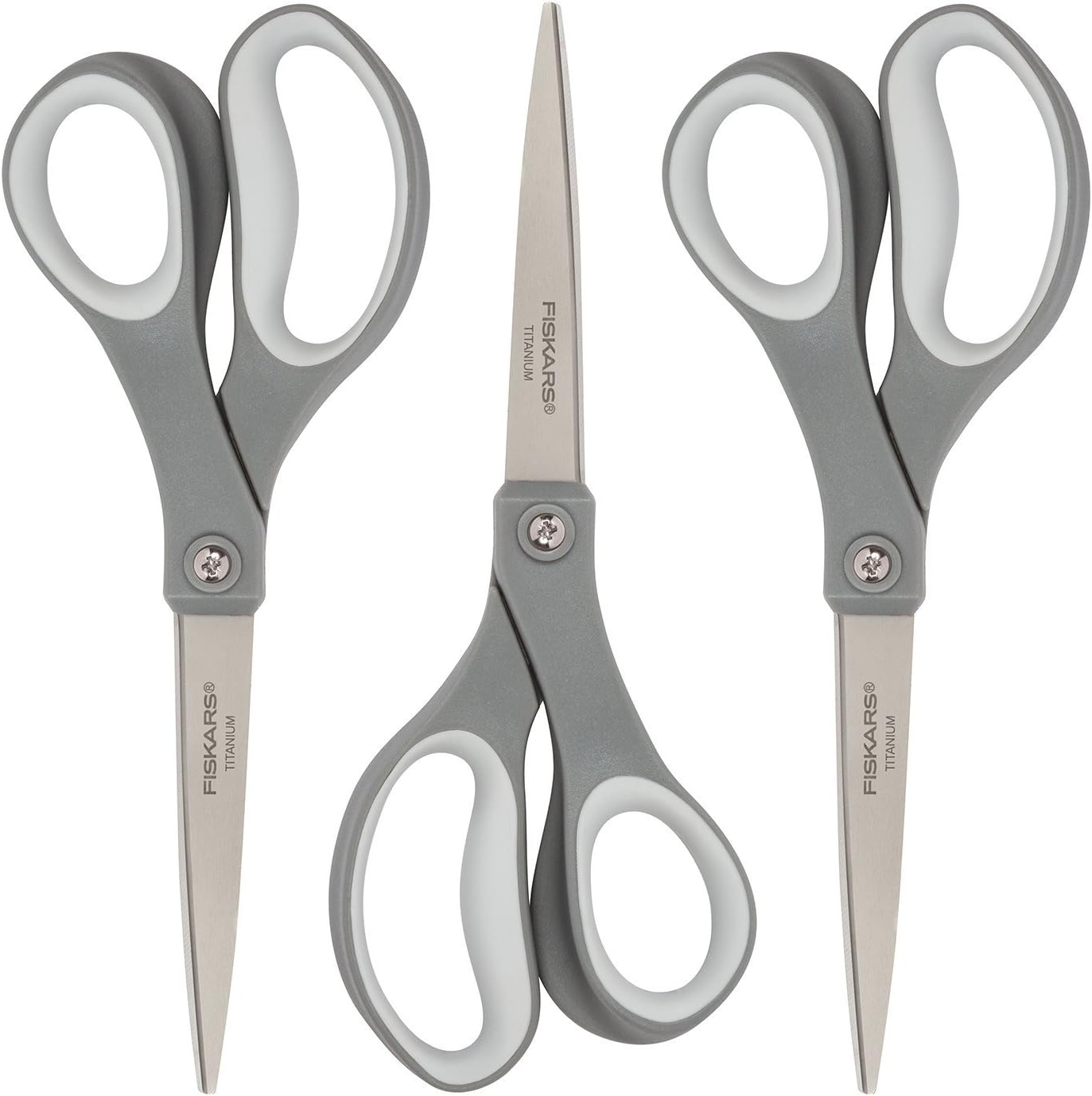 Amazon.com: Fiskars 8 Inch Titanium Softgrip Scissors, Grey 3 Pack