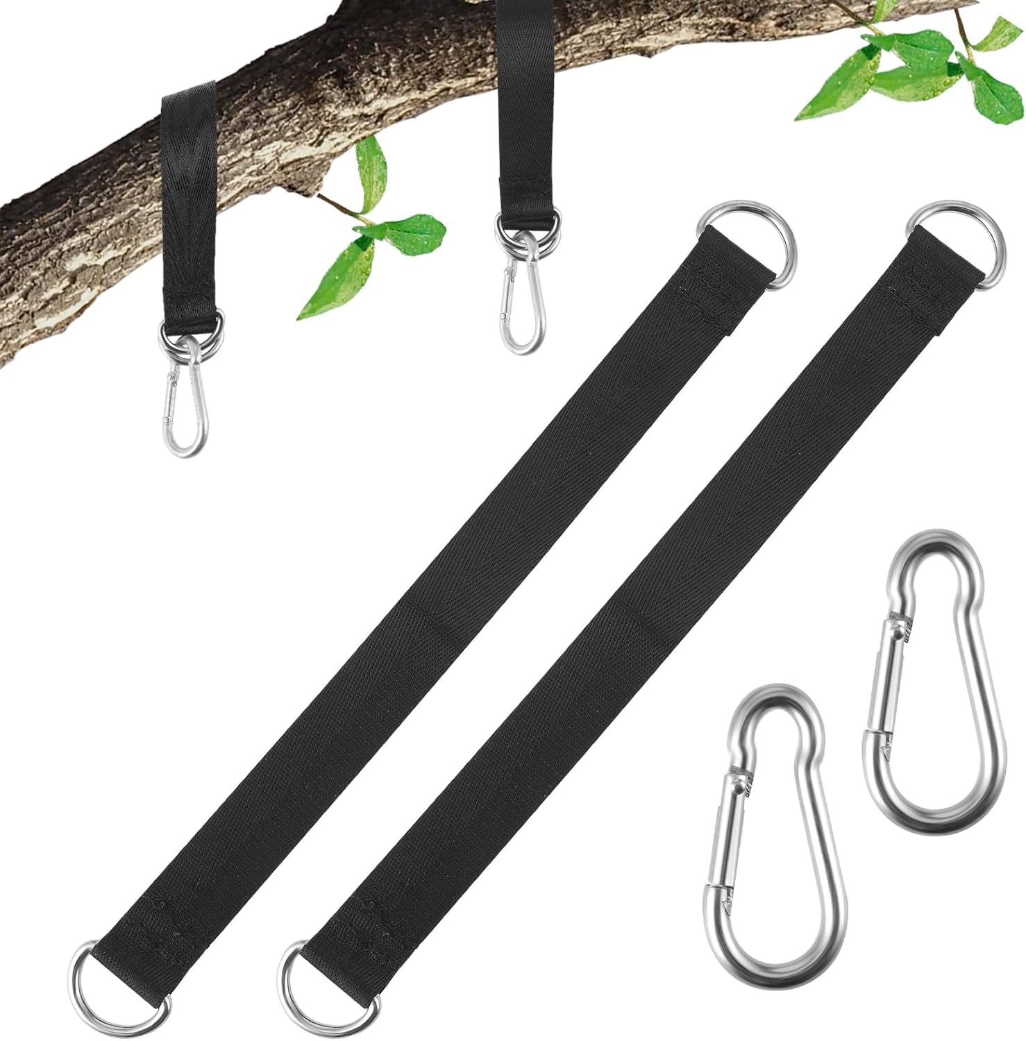 Amazon.com: Tyqour 2 Pcs Tree Swing Straps, Hammock Hanging Kit ...