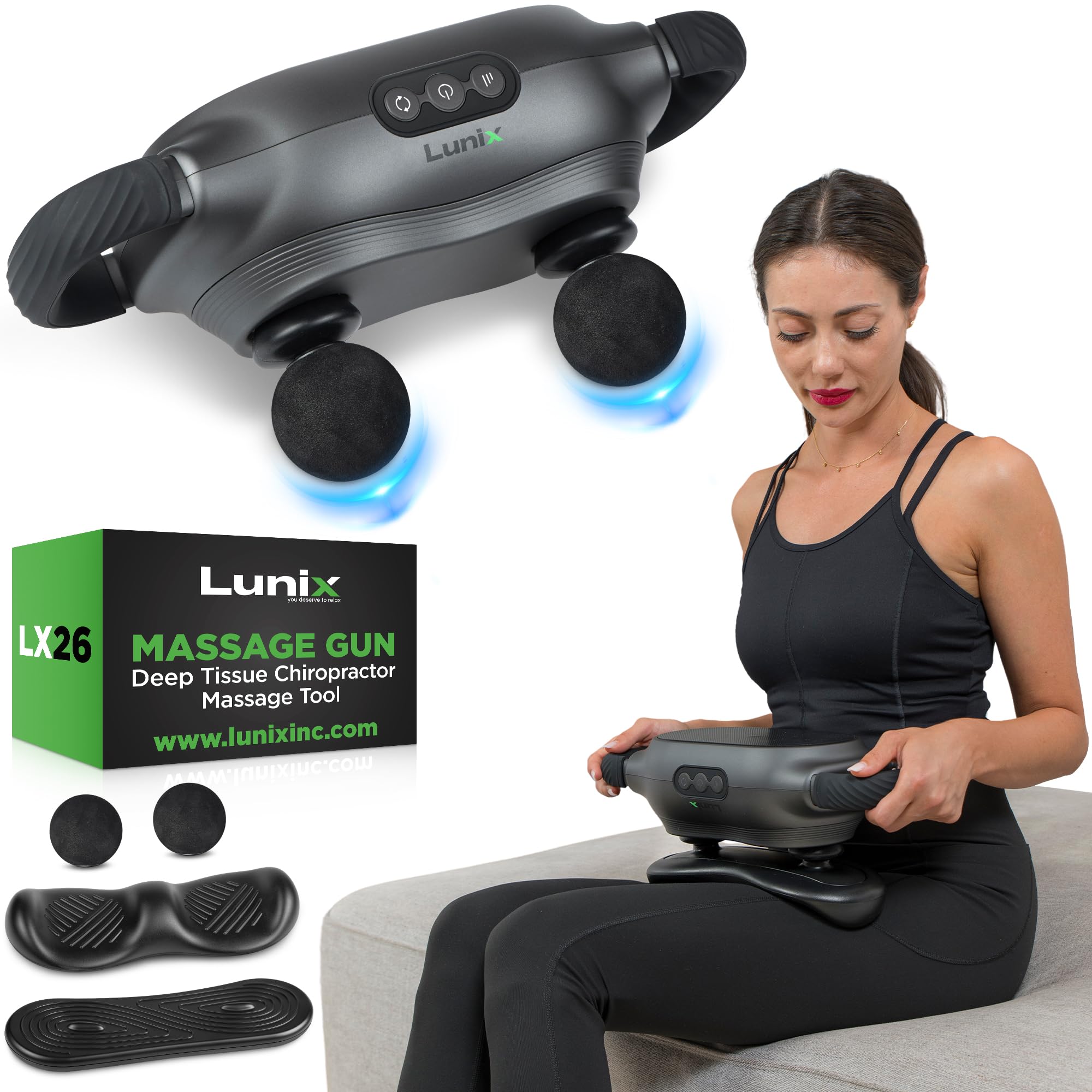 Amazon.com: Lunix LX26 2-Head Professional Deep Tissue Massage Gun ...