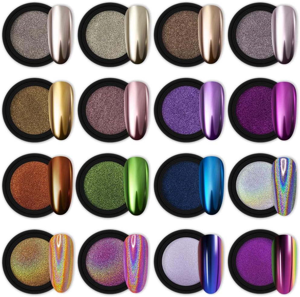 Amazon.com: Holographic Nail Powder Fine Rainbow Holo Unicorn Mirror ...