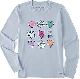 Amazon.com: Life is Good. Women's Snowflakes & Hearts Long Sleeve ...