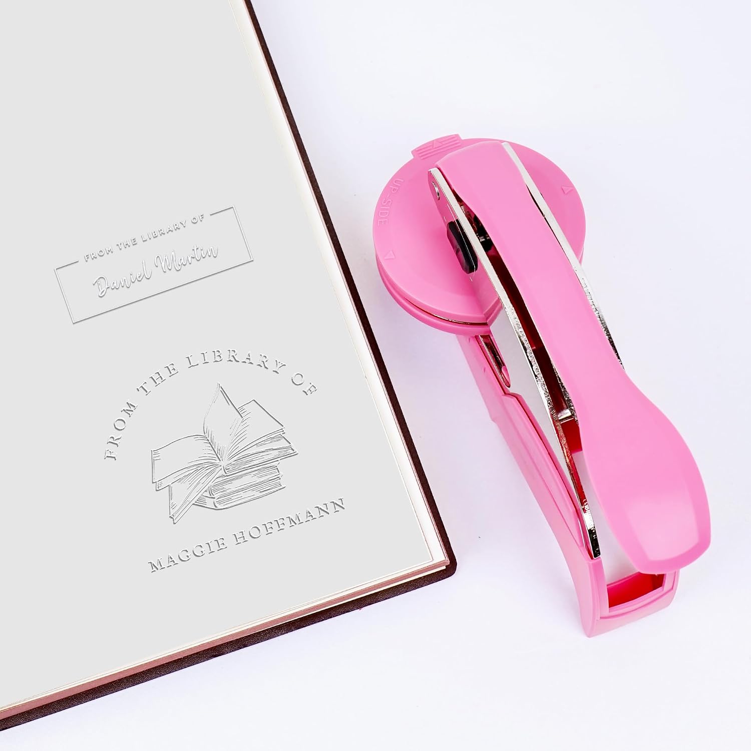 Amazon.com: SPIRITMARK Personalized Book Embosser, Floral Book Stamp ...