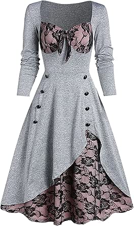 FEOYA Gothic Dress Plus Size Masquerade Dresses for Women Sexy Warm ...