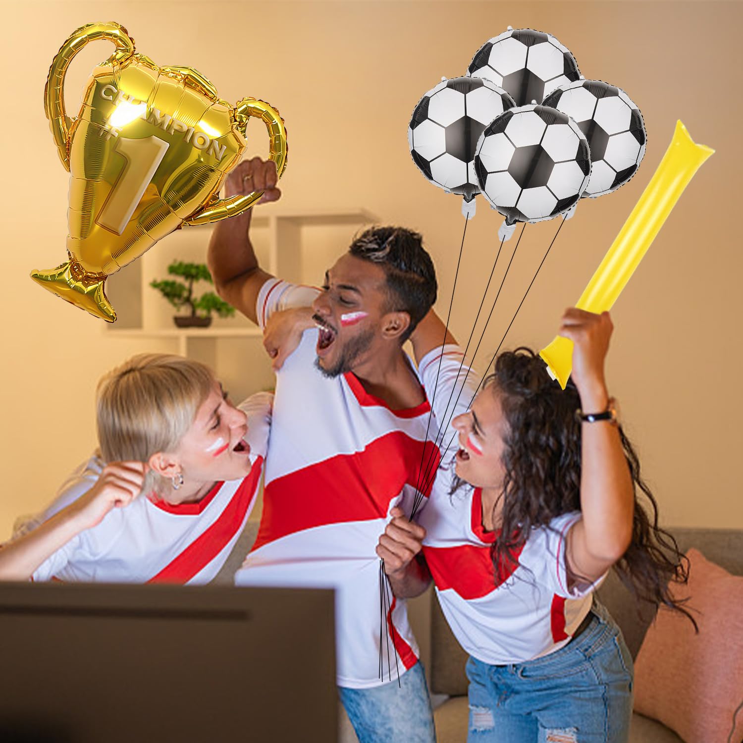 6-Piece Football Trophy Balloon Set, 4-Piece Balloon Cheering Sticks ...