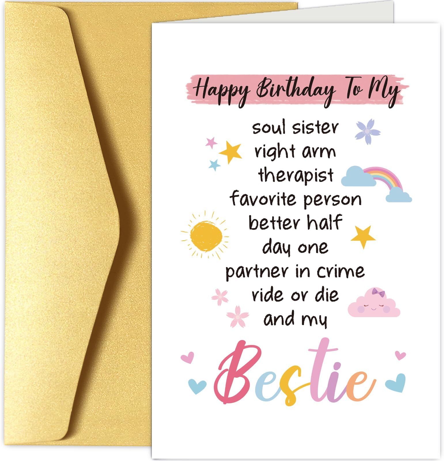 Amazon.com : Chenive Bestie Birthday Card, Best Friend Birthday Card ...
