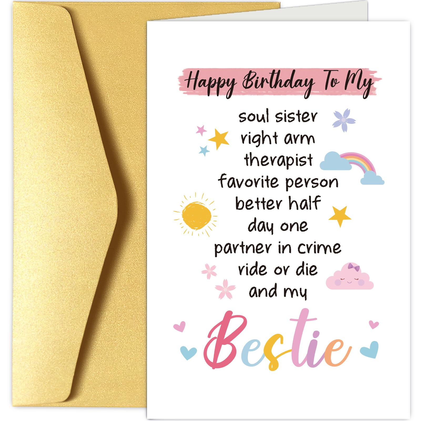 Amazon.com : Chenive Bestie Birthday Card, Best Friend Birthday Card ...