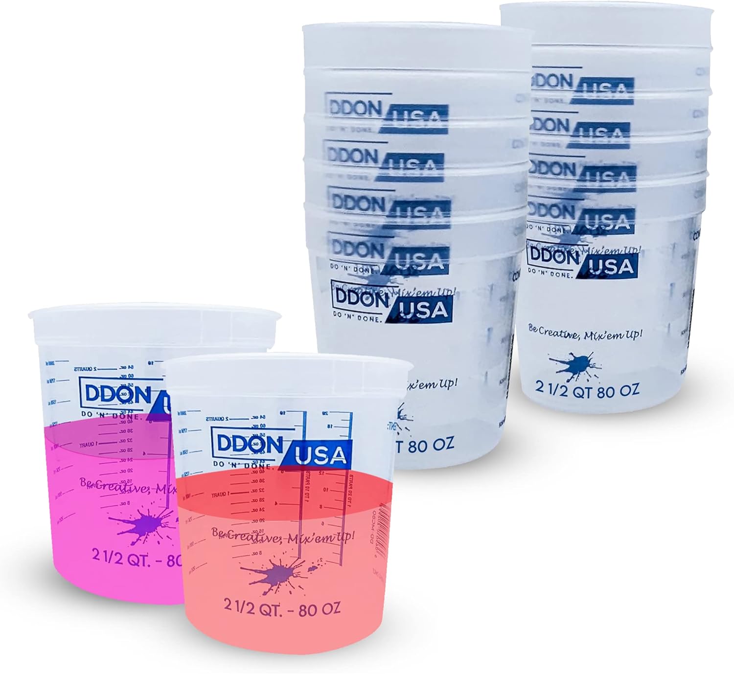 Amazon.com: 80 Oz Paint Mixing Cups - Pack of 10 Graduated Mix Cups ...