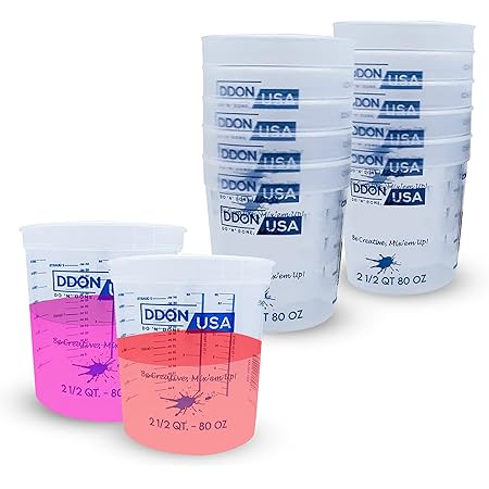 Amazon.com: 80 Oz Paint Mixing Cups - Pack of 10 Graduated Mix Cups ...