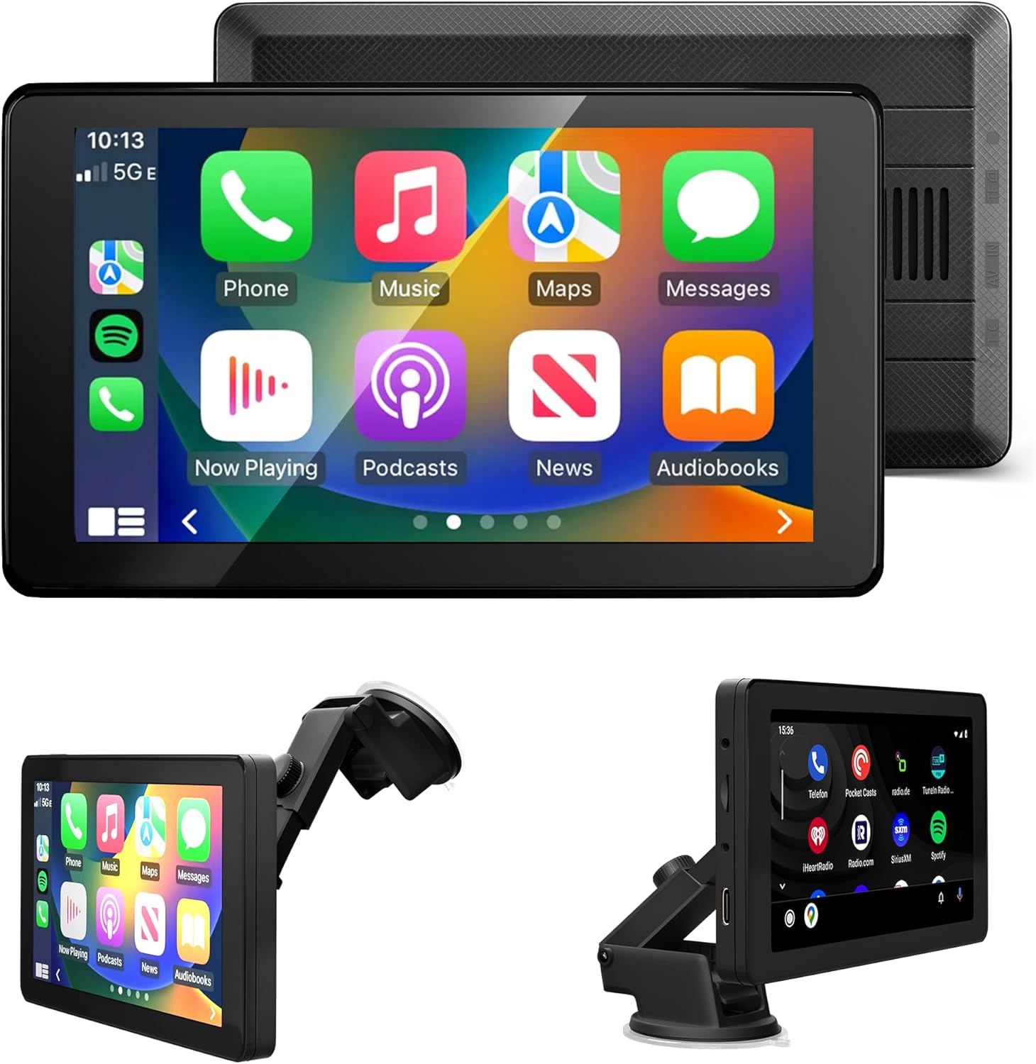 Wireless Apple CarPlay Android Auto Screen, 7 HD Portable Touch Screen ...