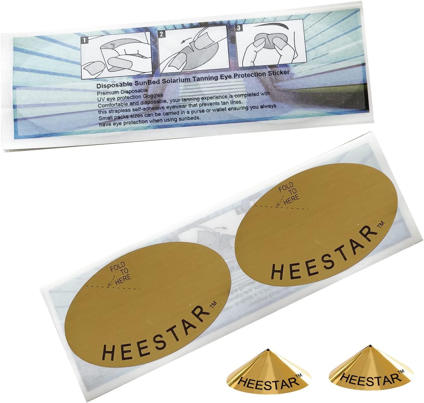 50 Pairs(100Counts) Disposable Sun Bed UV Protection Tanning Eye Gold ...