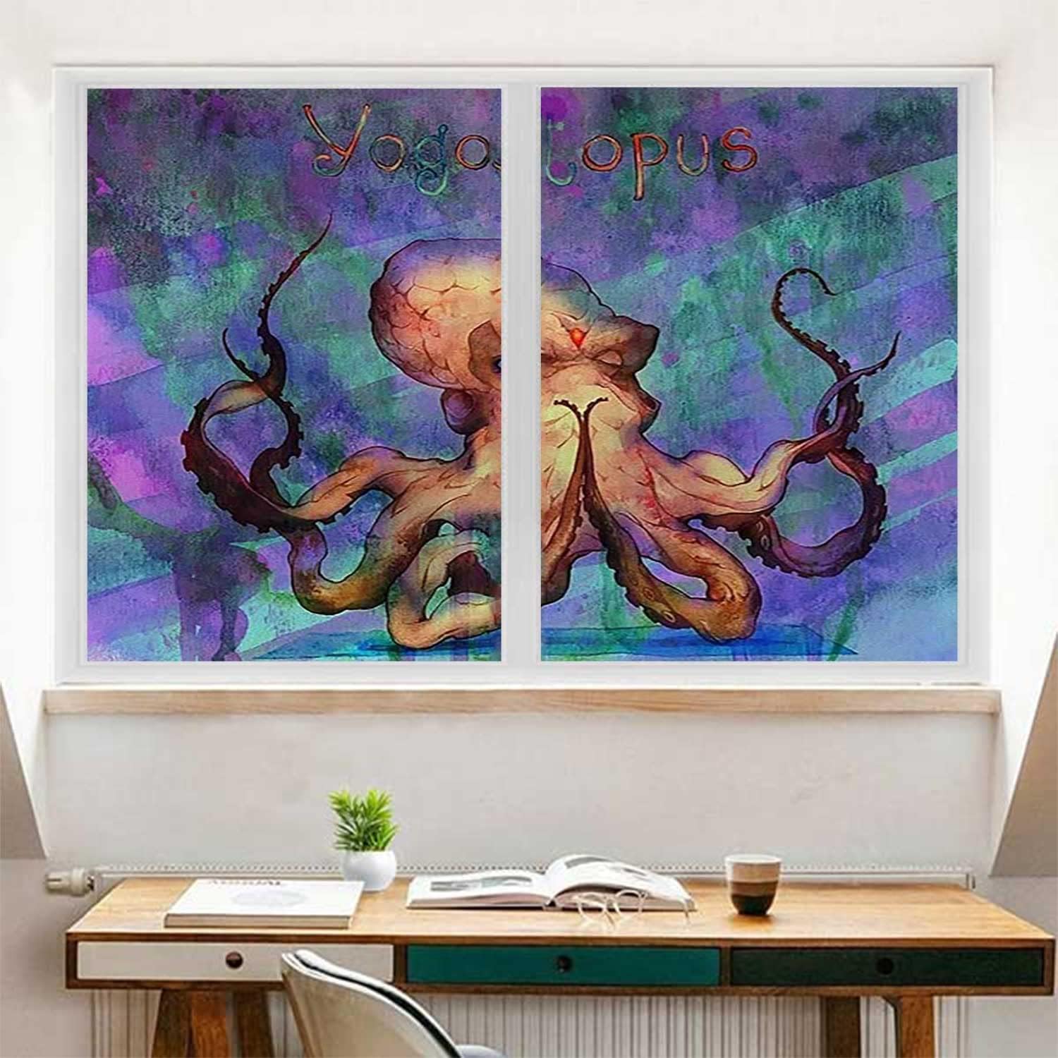 Amazon.com: Privacy Film Octopus Blue Decorative Glass Sticker Privacy ...