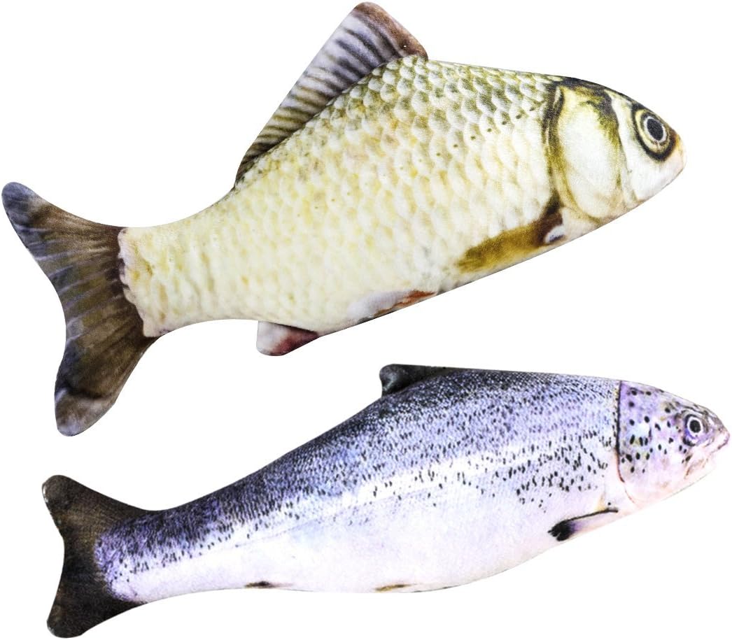 Amazon.com : Babula 2 Piece Cat Toys, Catnip Simulation Plush Fish Toy ...