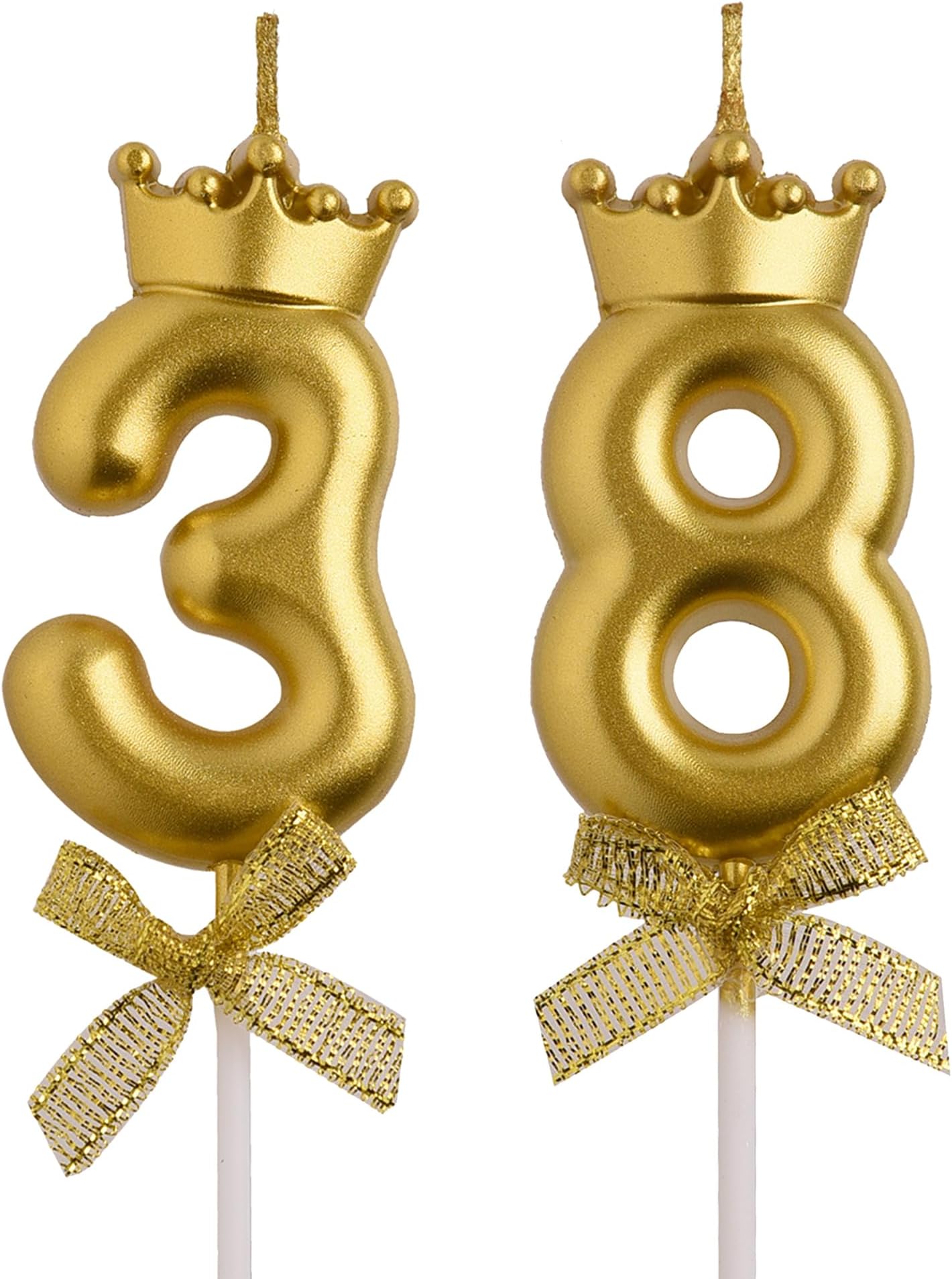 Amazon.com: AOOLADA 38th 83rd Birthday Candles, Gold 83 38 Year Old ...