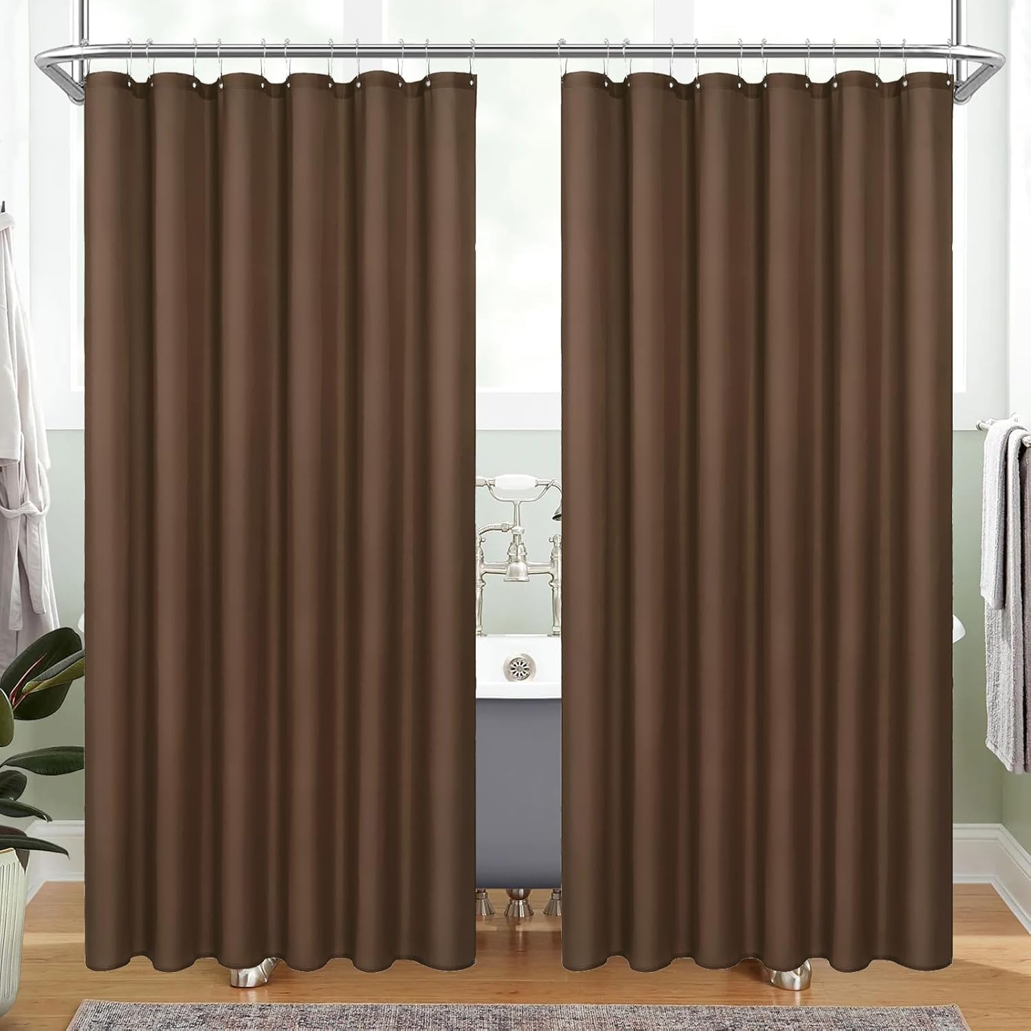 Amazon.com: MitoVilla 2 Pack Brown Fabric Shower Curtain Liner - 72" W ...
