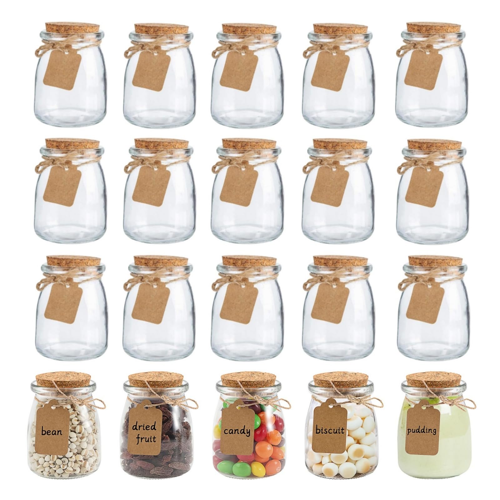 20 Pack Small Glass Jars with Cork Lids, 7 oz Glass Favor Jars Mini ...