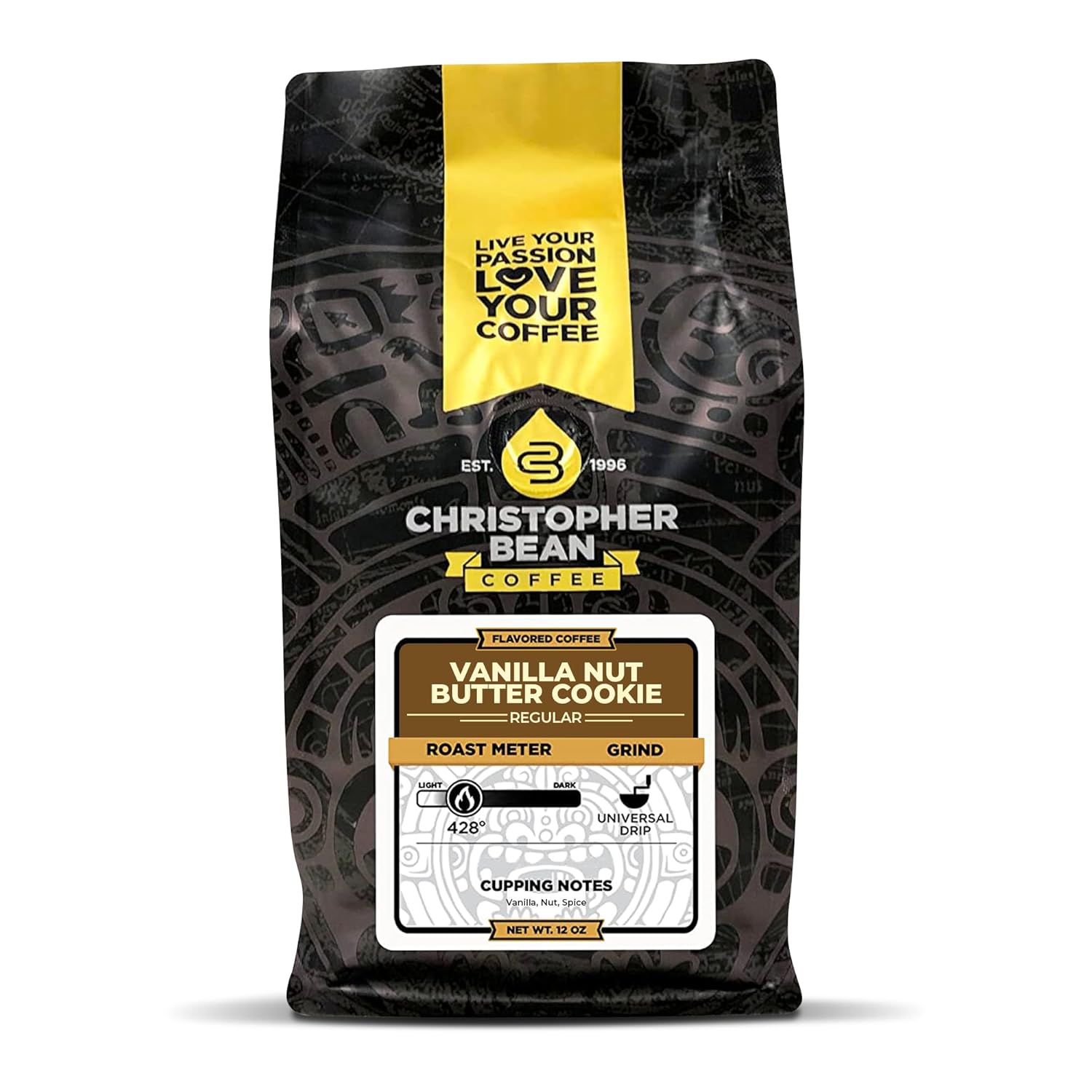 Christopher Bean Coffee – Café con sabor a galleta de vainilla y nuez (molido regular), 100% ...