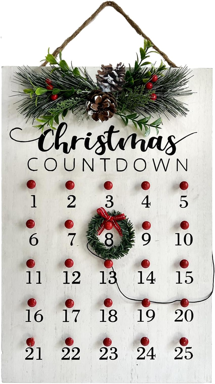 Amazon.com: HOMirable Christmas Countdown 25 Days Wreath Advent ...