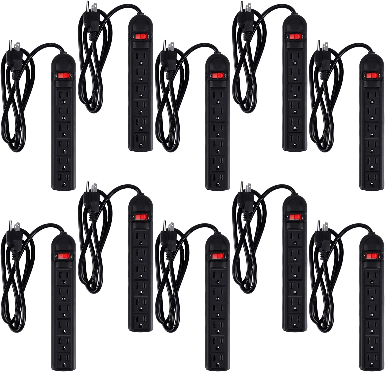 Amazon.com: Hoteam 10 Pcs Power Strip Bulk 6 Outlet Surge Protector ...