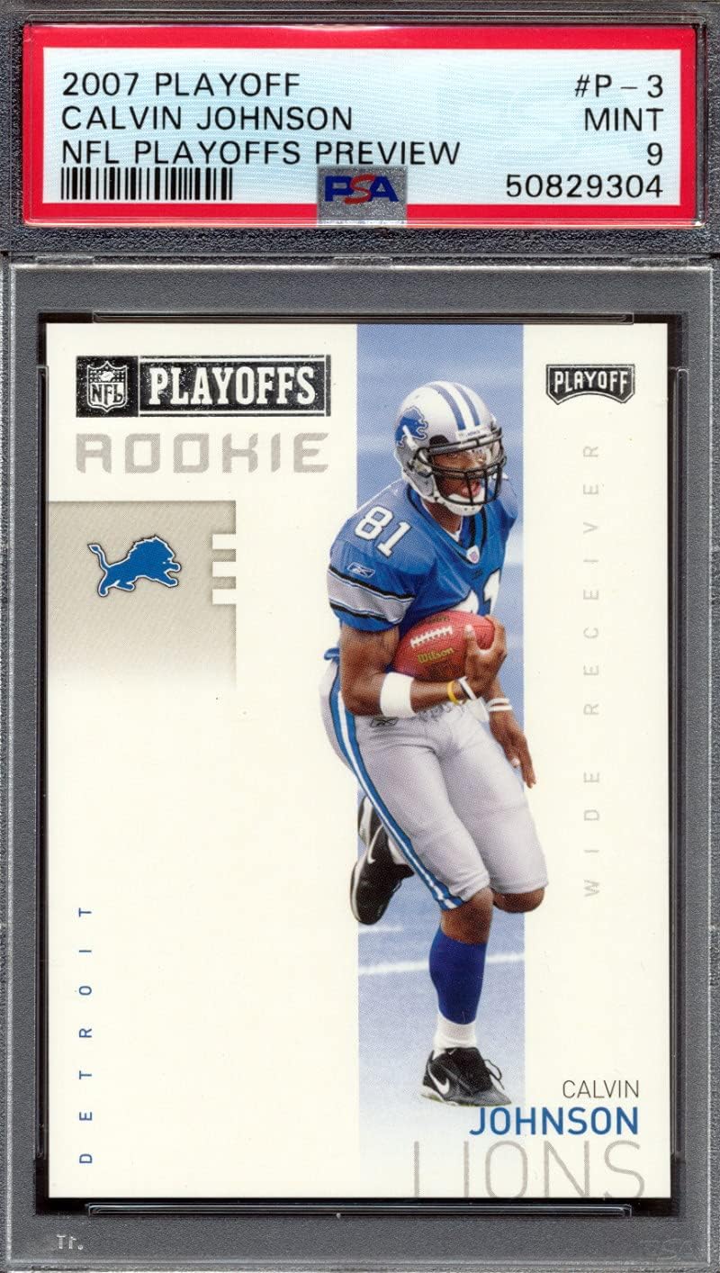 Amazon.com: 2007 Playoff Preview #P-3 Calvin Johnson Rookie Card Graded ...