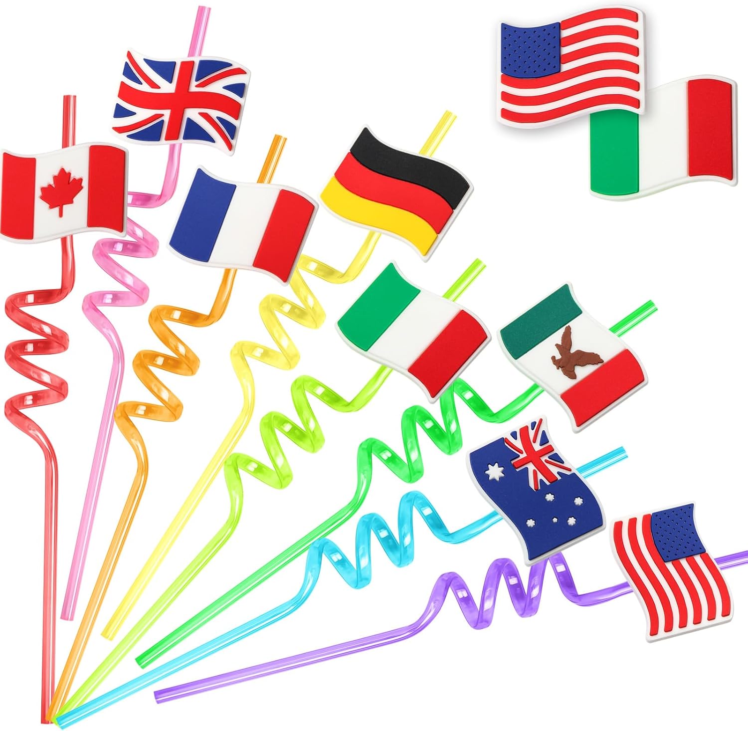 Amazon.com: AFZMON 24 PCS World Country Flags Party Favors Reusable ...