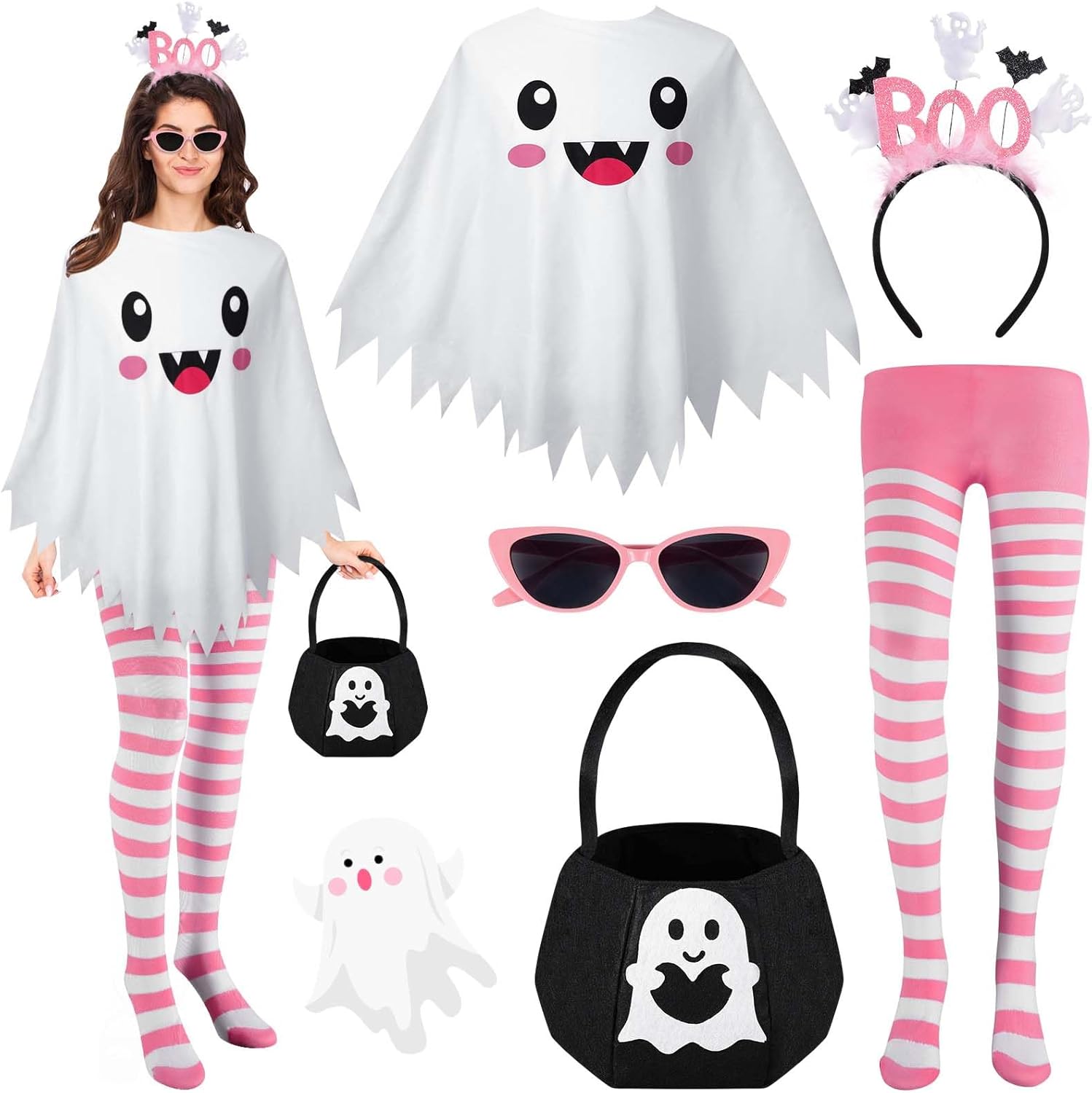 Amazon.com: Fabllewavi 5 Pcs Pink Ghost Costume Accessories Kits for ...