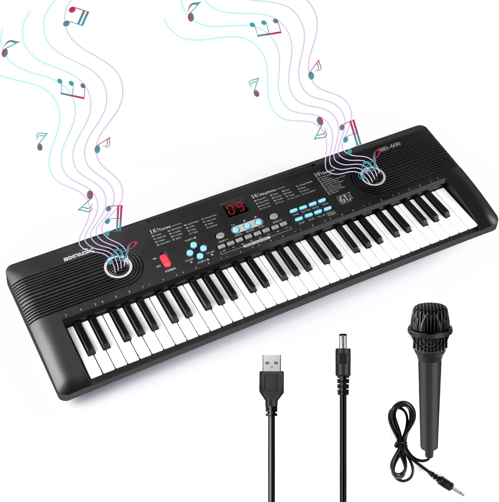 Amazon.com: 61 Keys Keyboard Piano,Electric Digital Piano,with Built-In ...